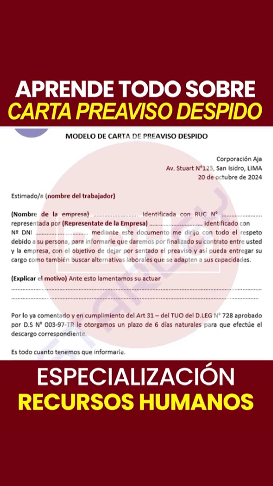 Obtén CARTA DE PREAVISO DE DESPIDO LABORAL | Deja tú WhatsApp y recibe ...